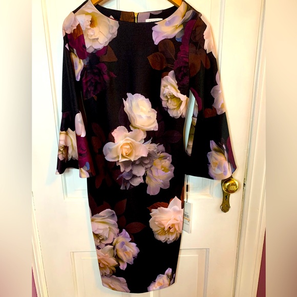 Calvin Klein | Dresses | Nwt Calvin Klein Rose Pattern Dress | Poshmark